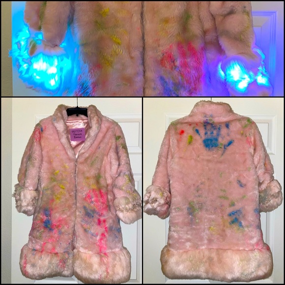 Salian | Jackets & Coats | Custom Pink Faur Fur Led Lights Cuff ...